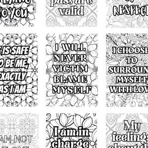 Trauma and PTSD Relief Coloring Book Pages | Positive Affirmations ...