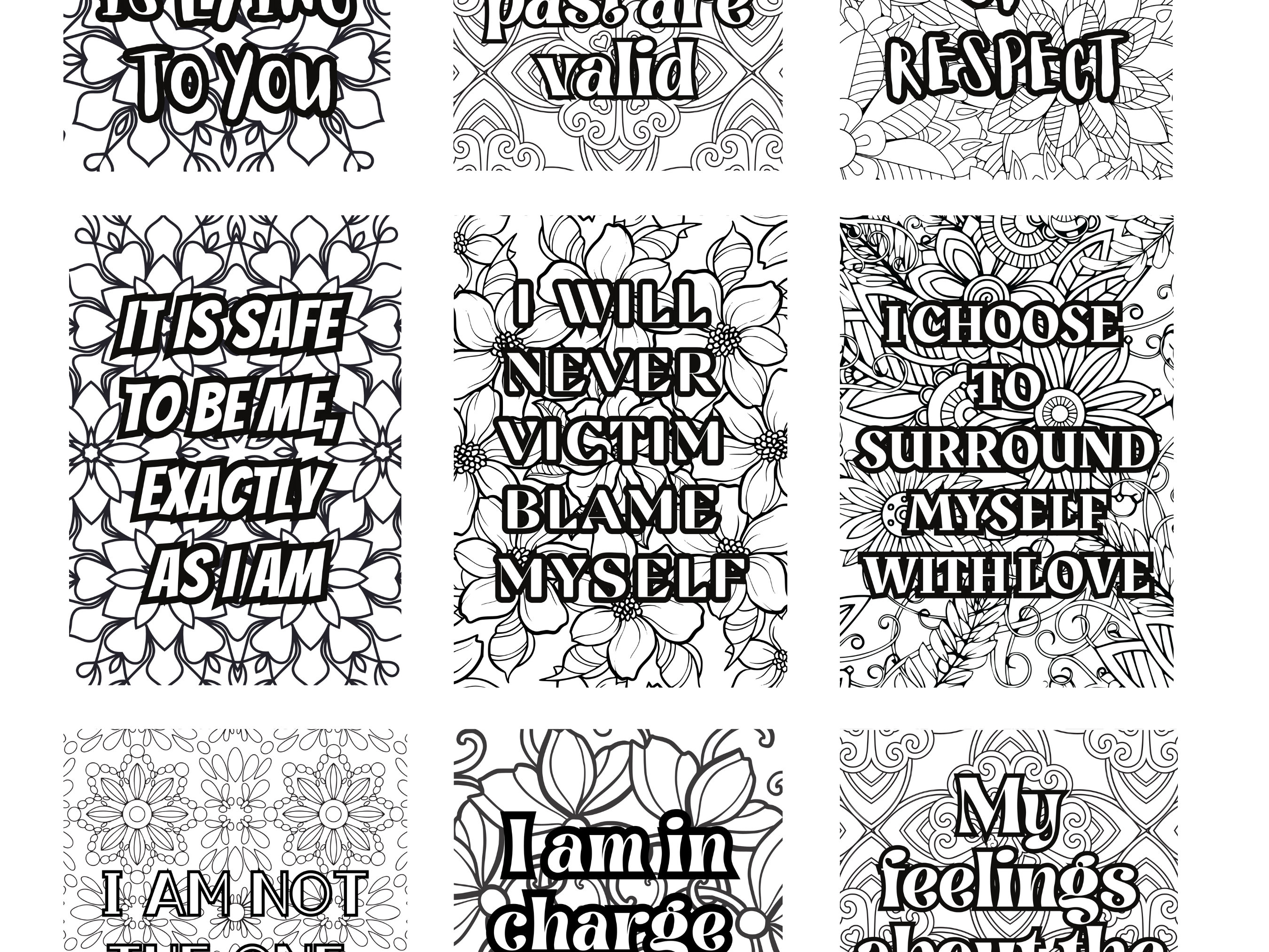 Trauma and PTSD Relief Coloring Book Pages Positive - Etsy