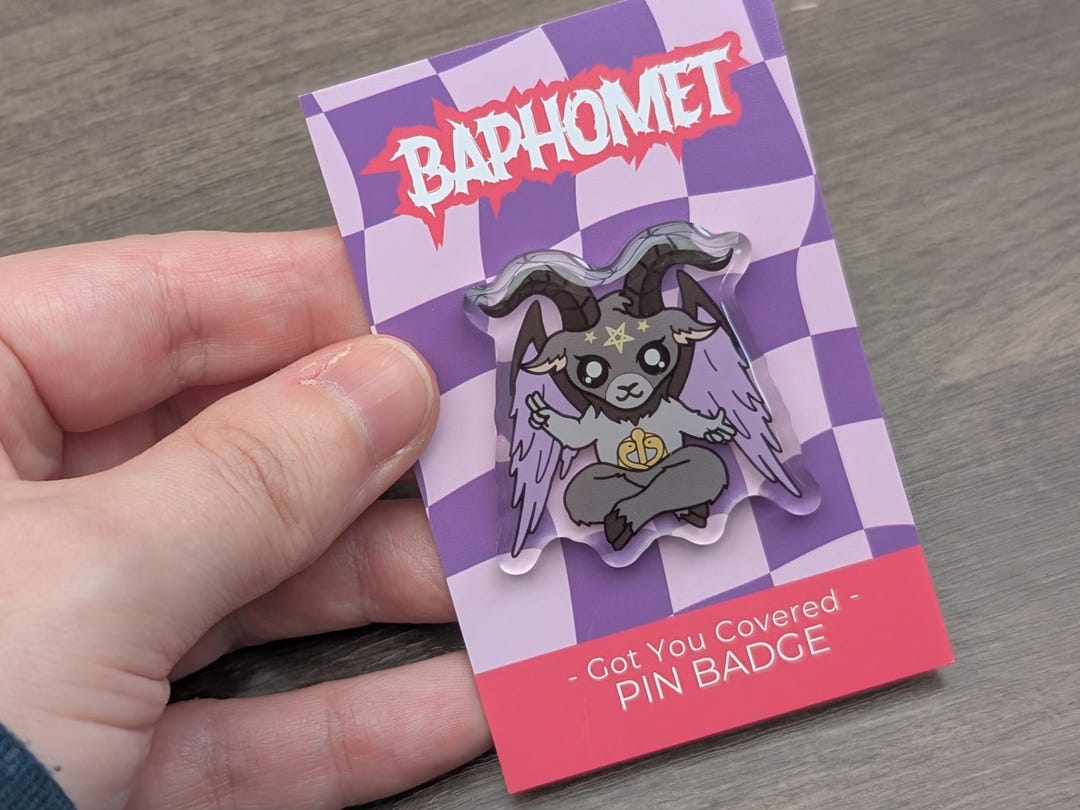 Purple Glitter Baphomet Pin | Handmade Epoxy Resin Badge - Etsy