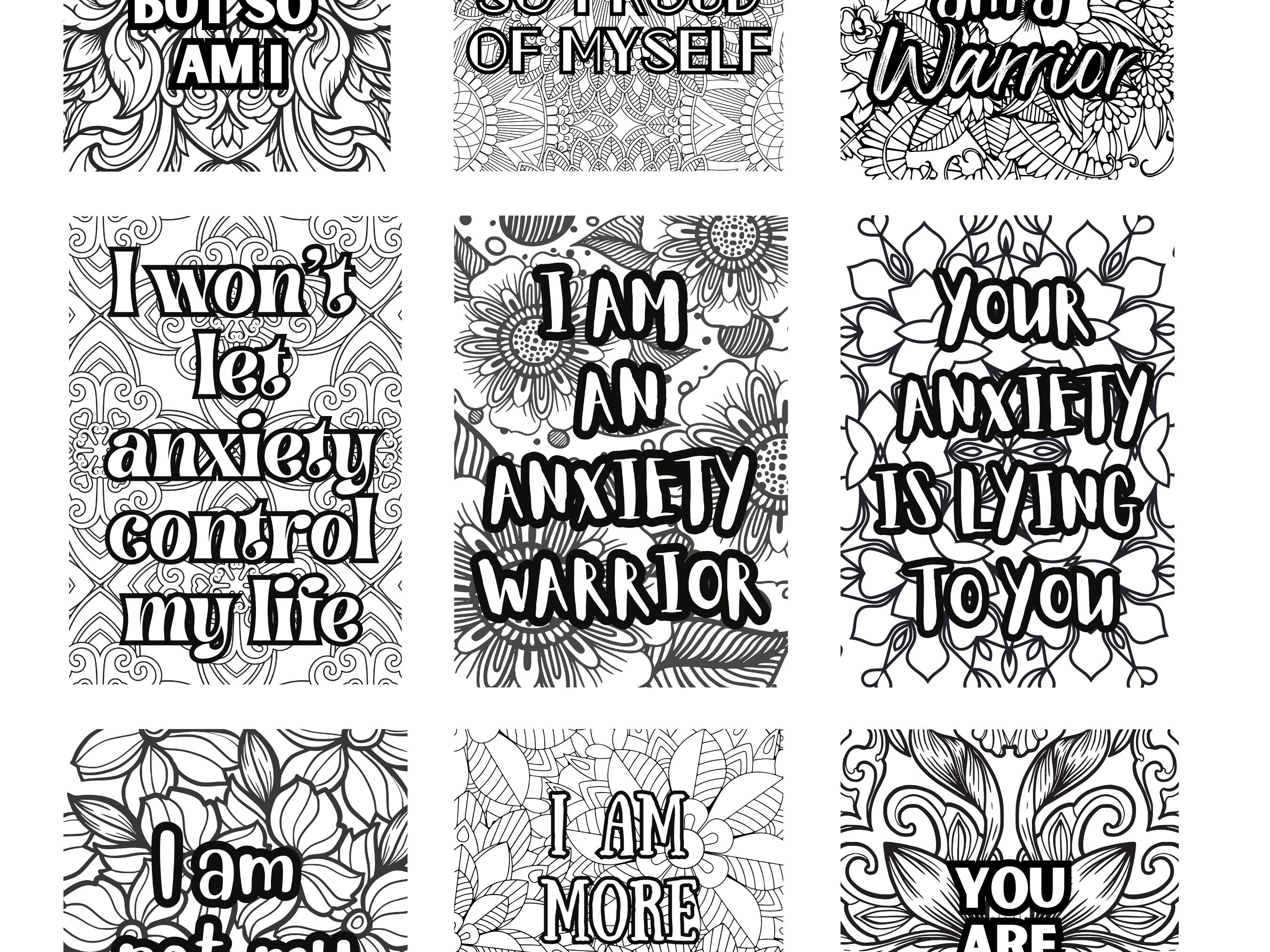 Anxiety Relief Coloring Book Printable PDF Manifest Good - Etsy
