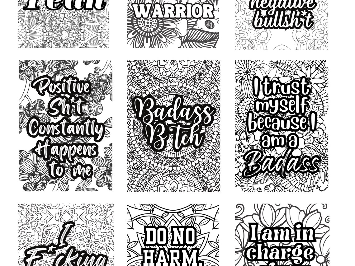 30-day Positive Profanity Coloring Book Printable PDF Manifest Good ...