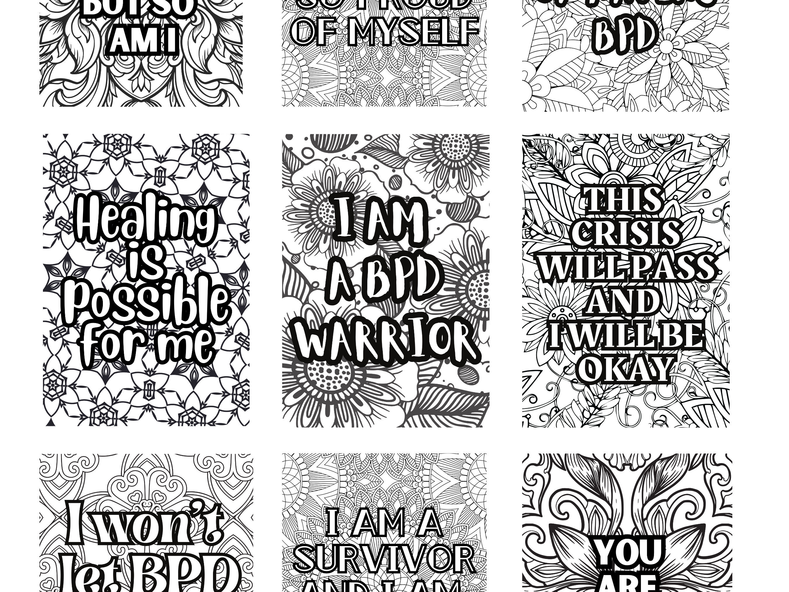 BPD Borderline Personality Disorder Coloring Pages Positive ...