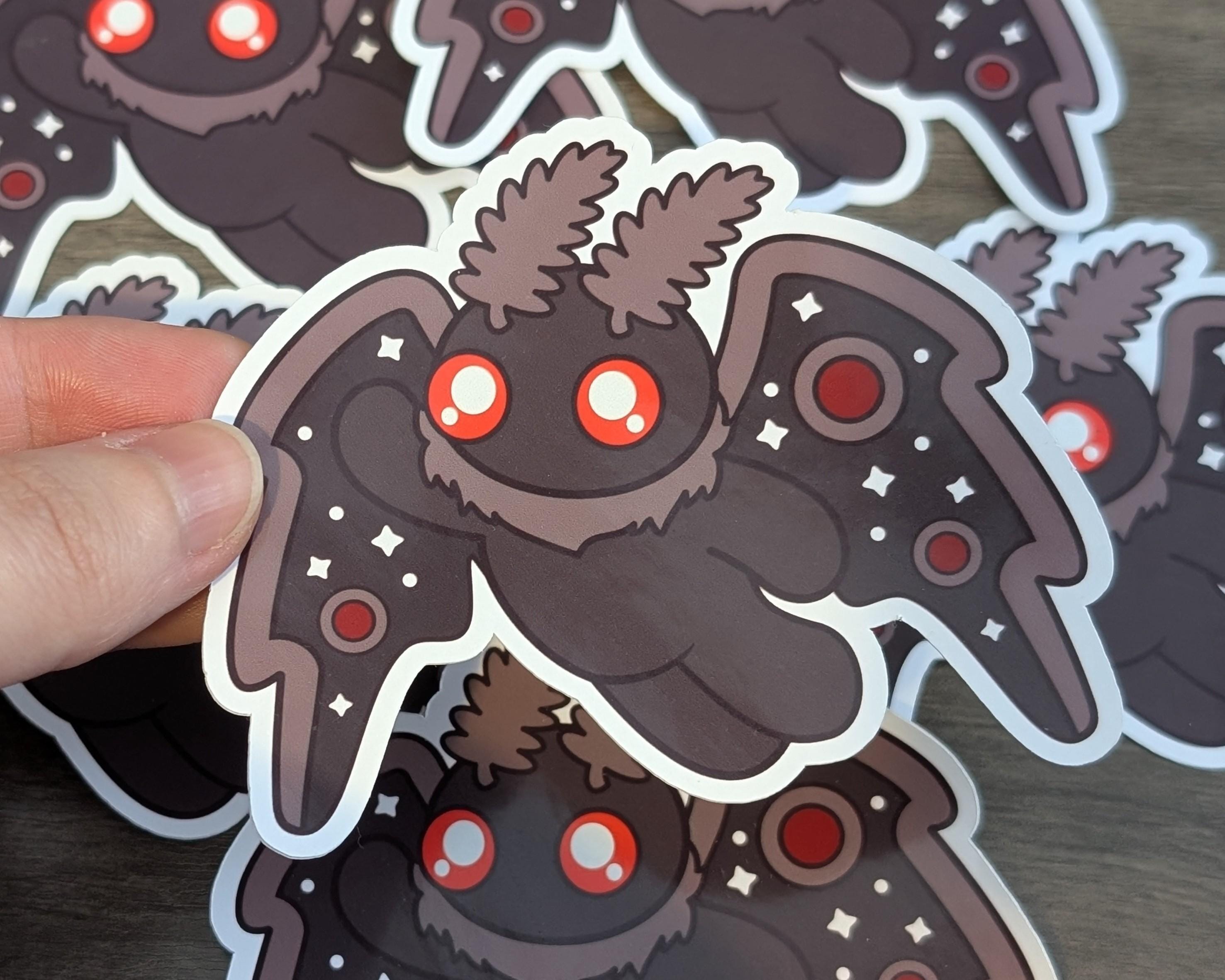 Mothman Sticker: Waterprood Vinyl Glossy Cryptid Art | Flying Chibi ...