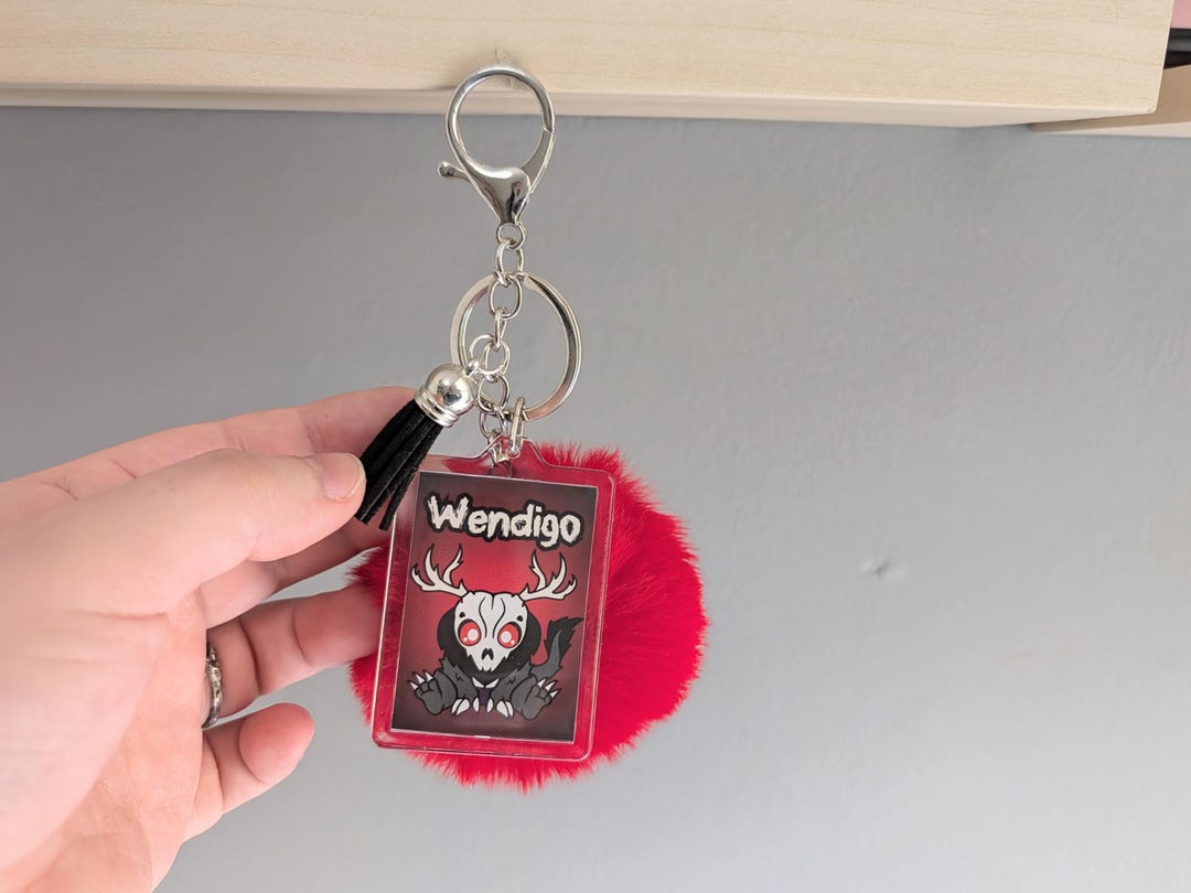 Wendigo Key Chain With Red Pom Pom | Bag Chain | Purse Chain | Cryptid ...