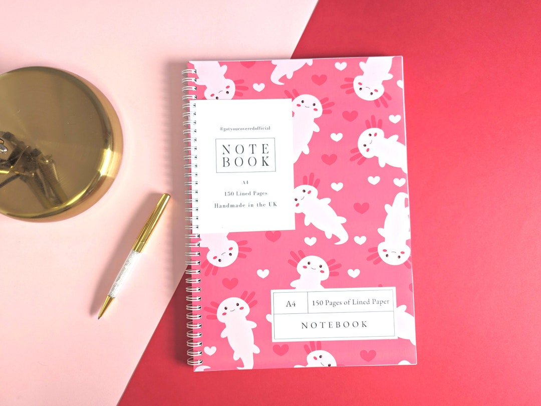 Axolotl Pink A4 Notebook 150 Lined Pages Sea Life Design - Etsy