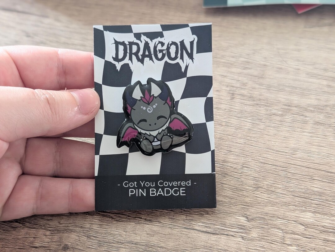 Shadow Dragon Pin Badge | Black and Purple | Handmade | Fantasy Novels ...