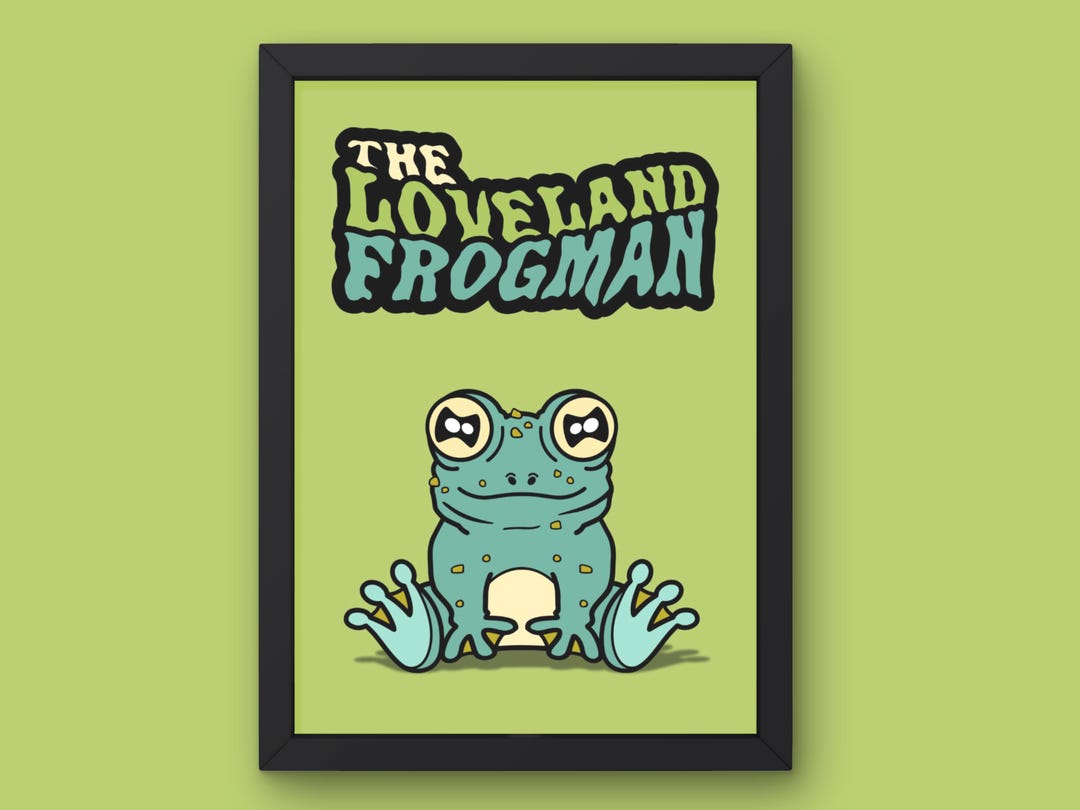 A4 Green Loveland Frogman Print no Frame Cryptid Artwork Poster High ...
