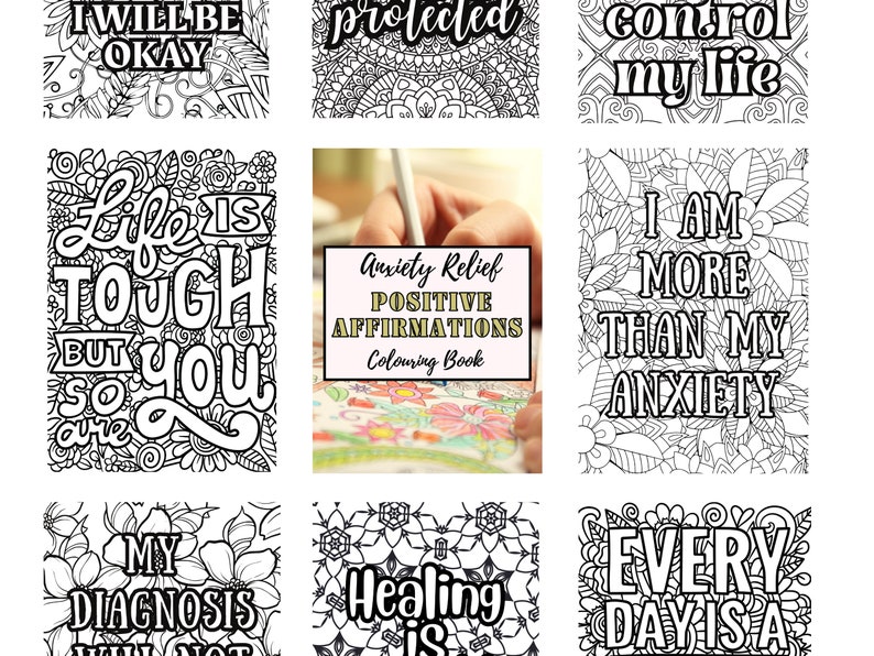 Anxiety Relief Coloring Book Printable PDF Manifest Good - Etsy