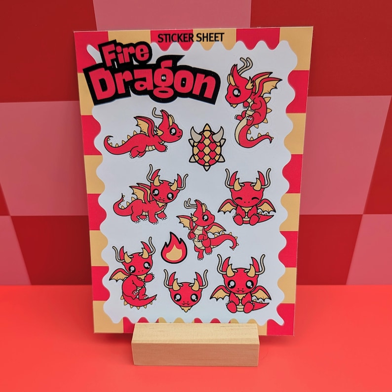 Fire Dragon Sticker Sheet | Fantasy Dragon | Cute Bookish Stickers ...