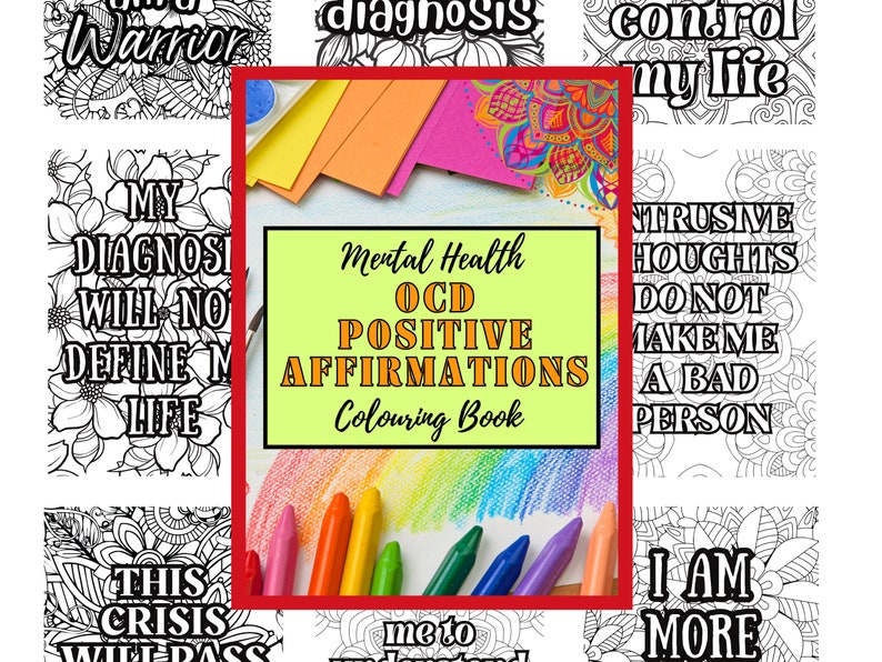 OCD Relief Coloring Pages Positive Affirmations Obsessive Compulsive ...