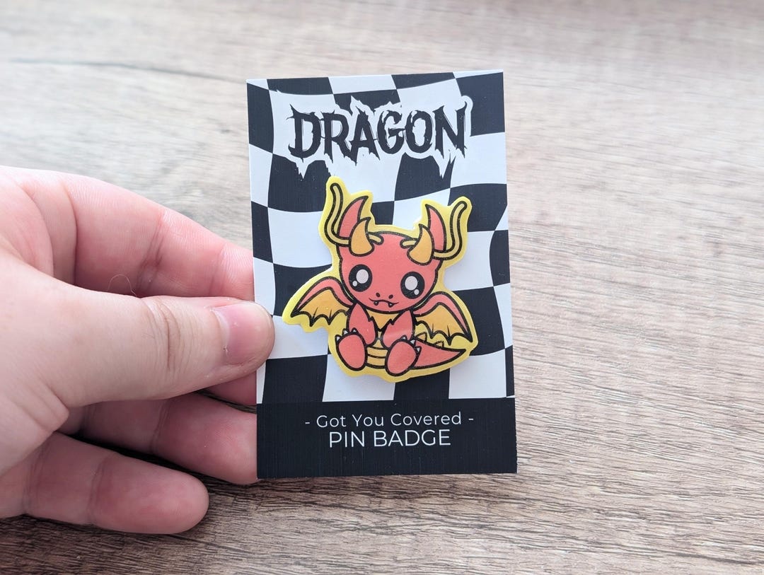 Fire Dragon Pin Badge | Orange and Yellow | Handmade | Fantasy Novels ...