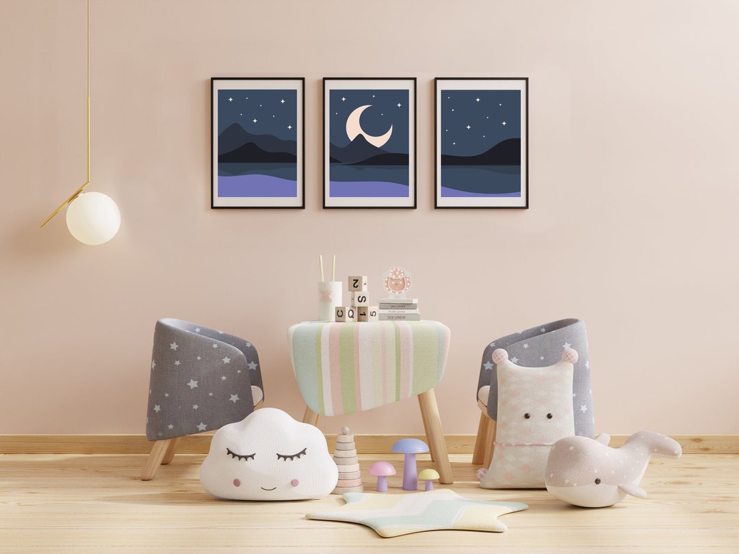 Night Scene Boho Printable Triple Set A4. INSTANT DIGITAL DOWNLOAD. - Etsy