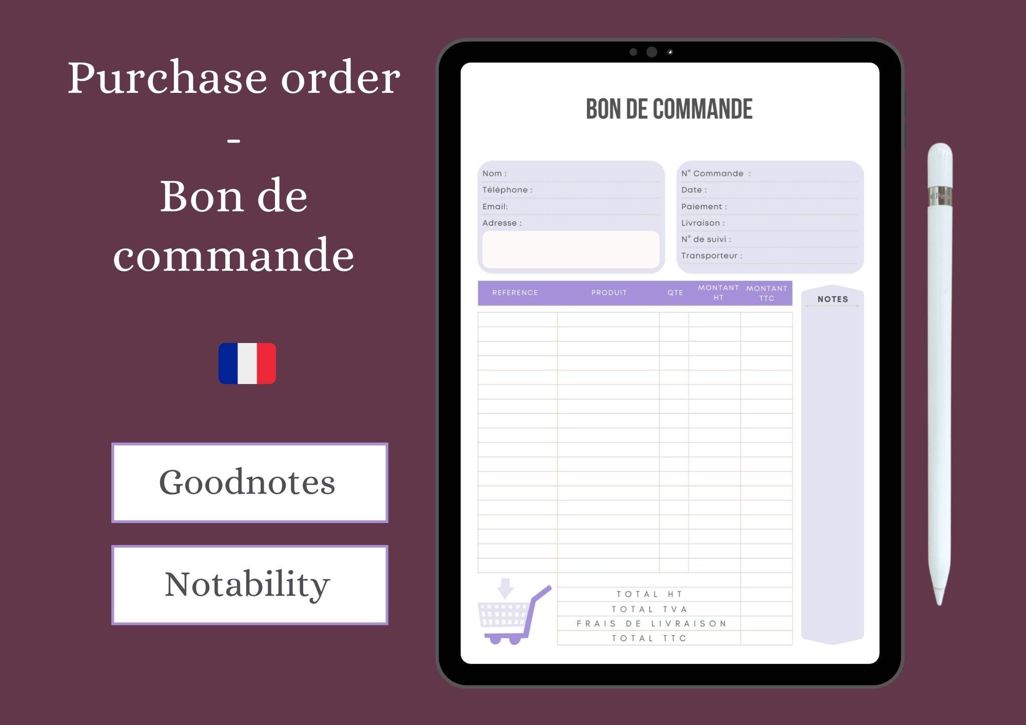 Purchase Order Bon De Commande Entreprises Digital Ipad - Etsy