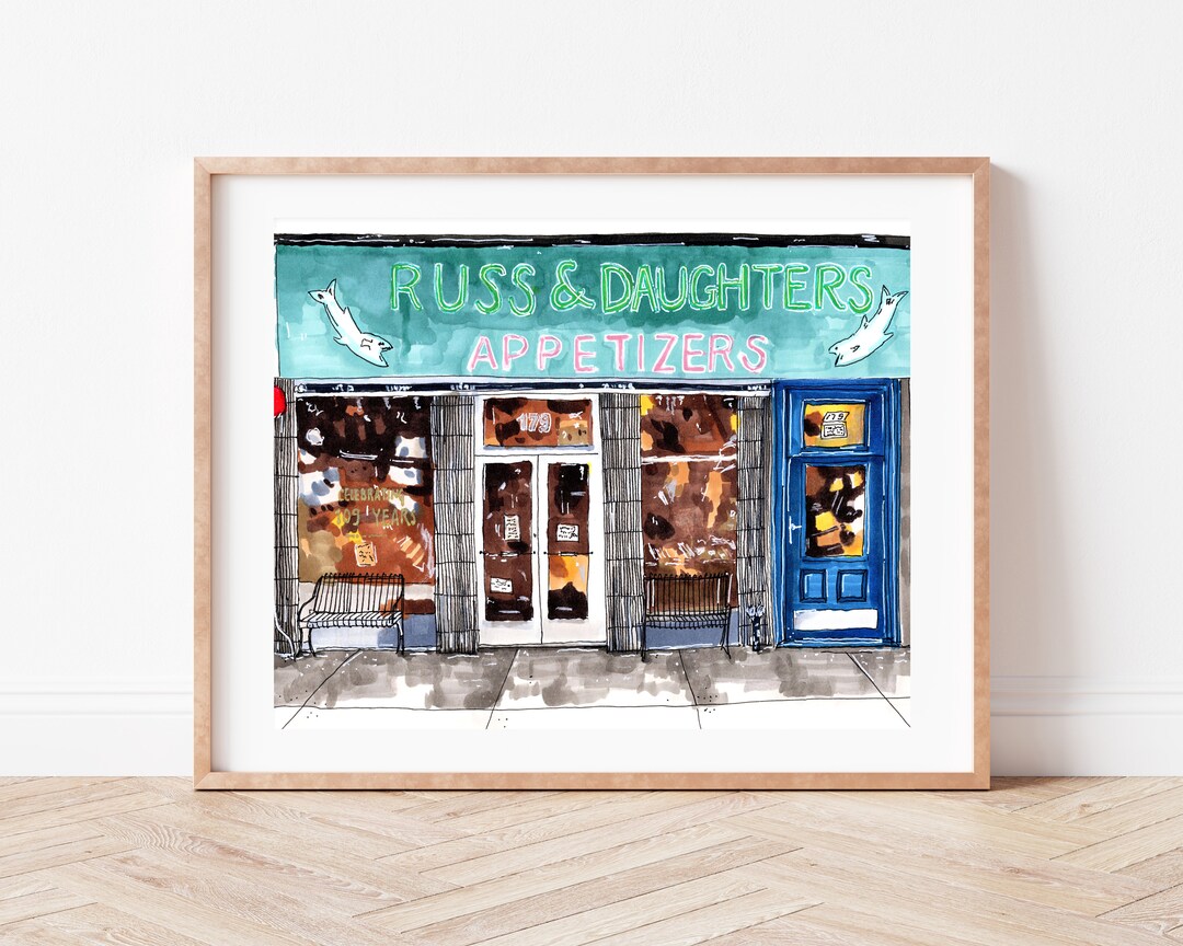 Premium Art Print Russ & Daughters Illustration Drawing NYC Storefront ...