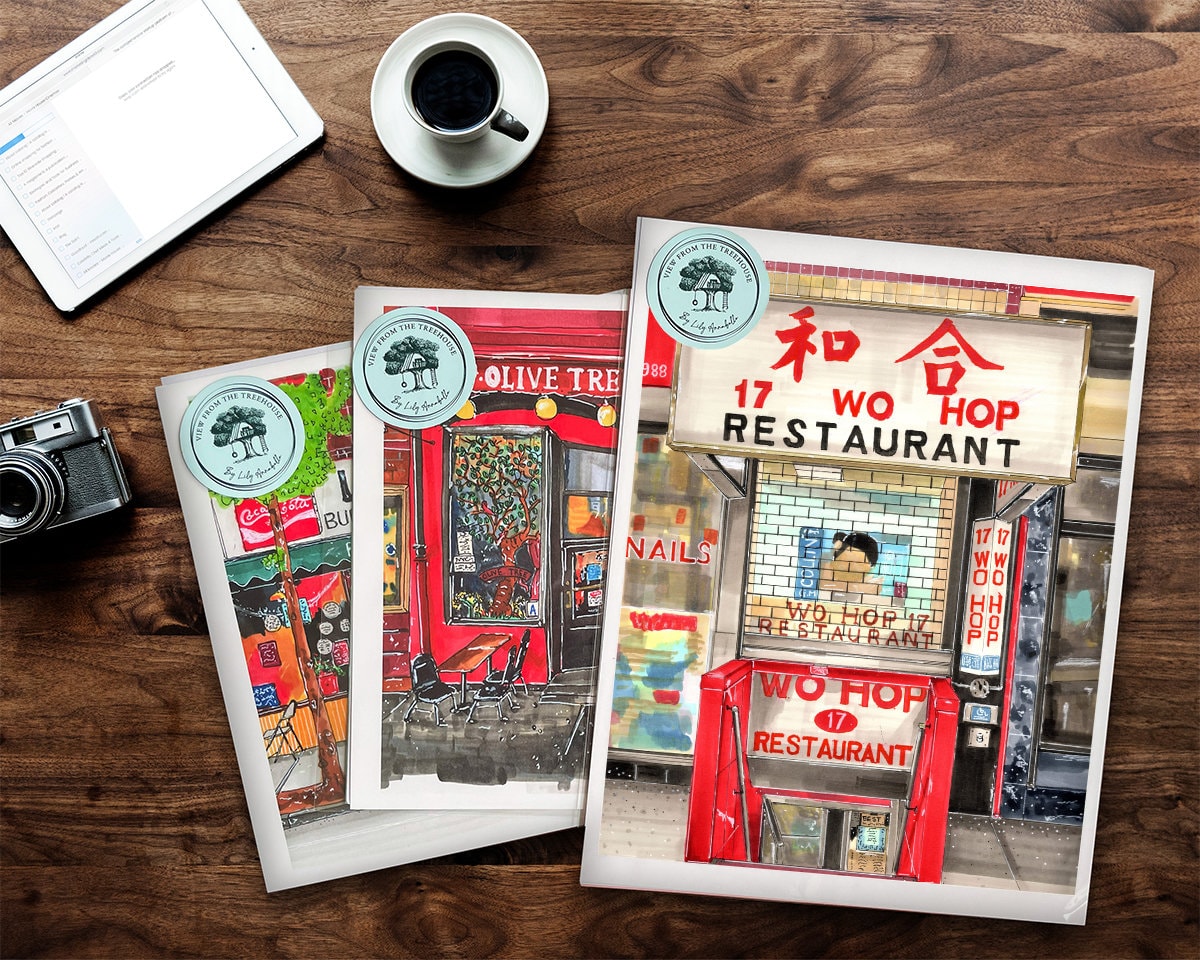 Premium Art Print | Wo Hop 17 | Chinatown | NYC Illustration ...
