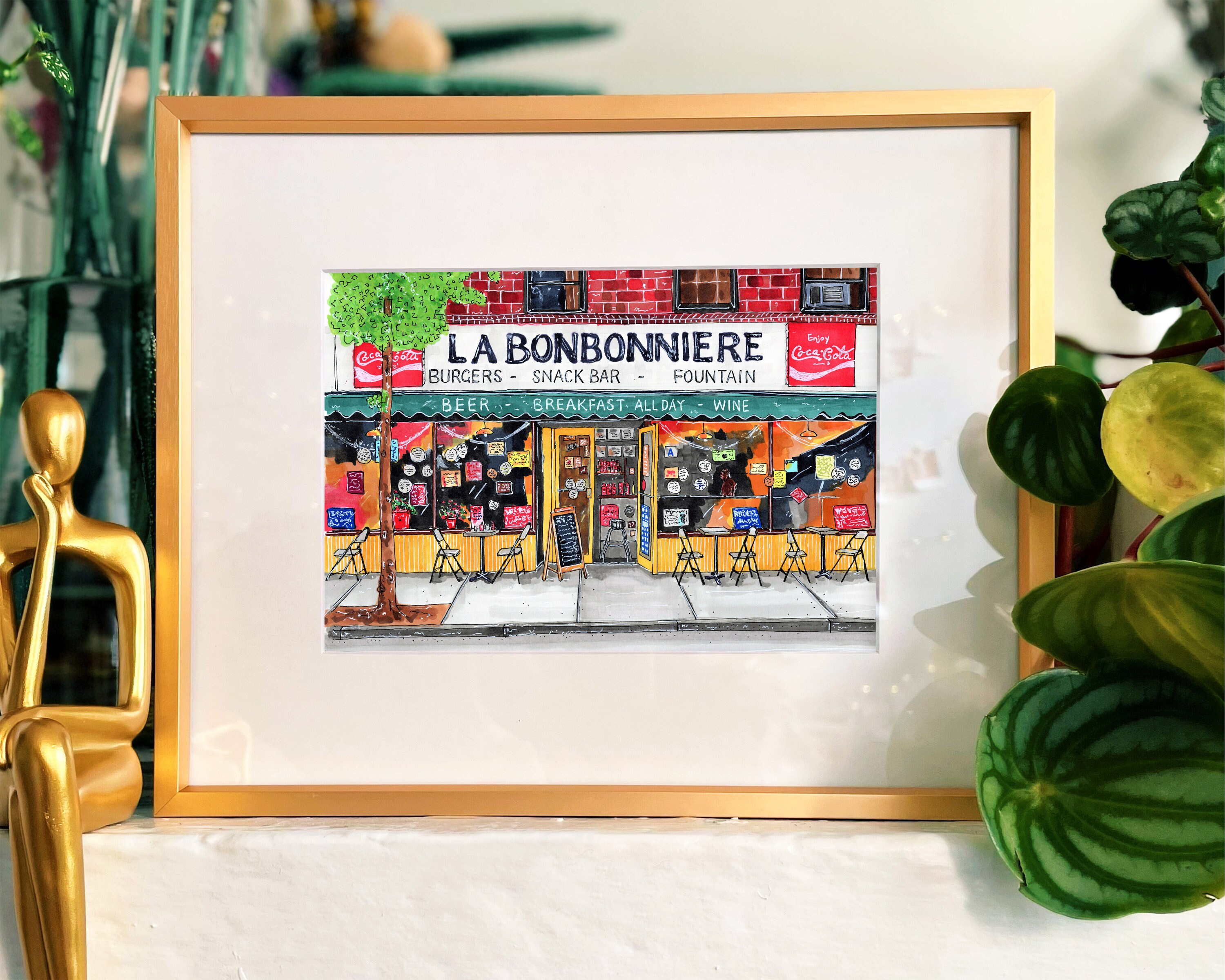 Premium Art Print | La Bonbonniere Diner | NYC Illustration ...