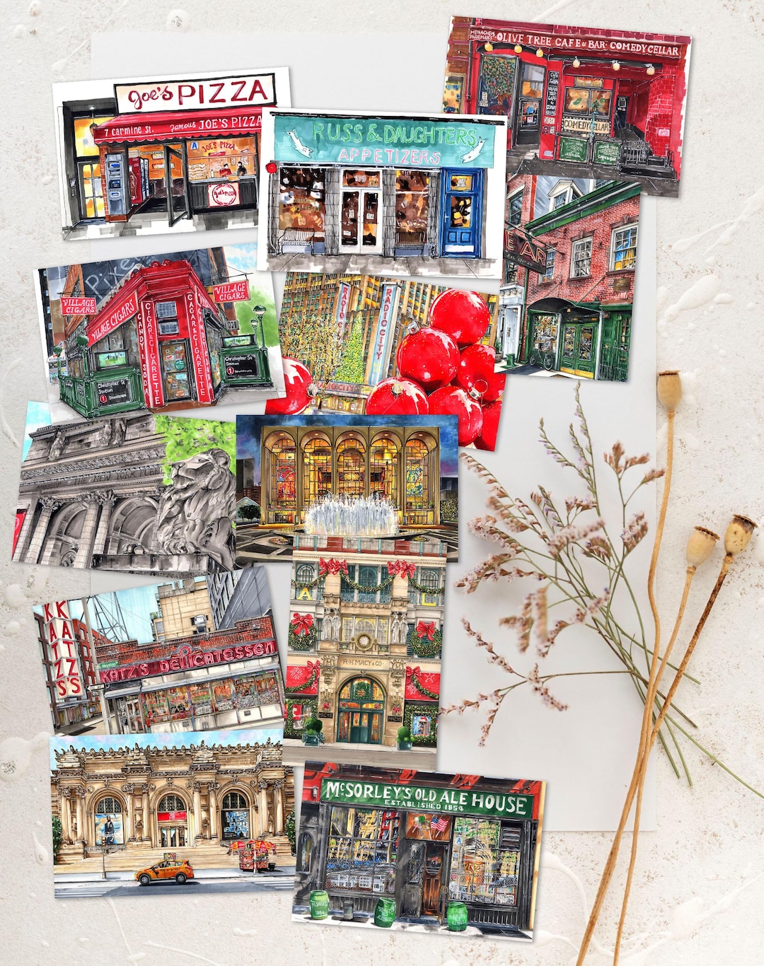 Quintessential NYC: Hand-illustrated Postcard Set of 12 | New York ...