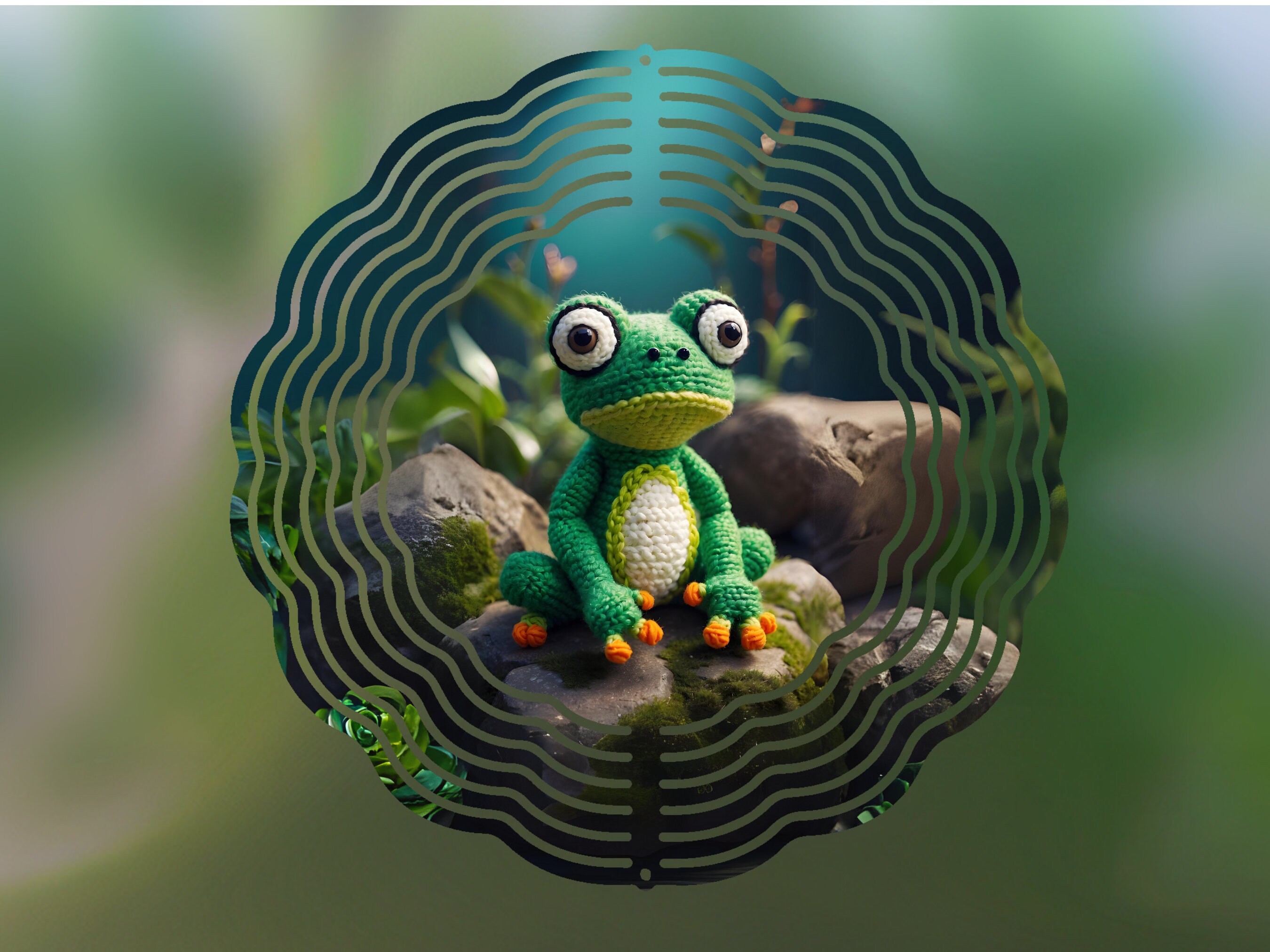 Amigurumi Frog Wind Spinner Sublimation Design, Cute Frog Windspinner ...