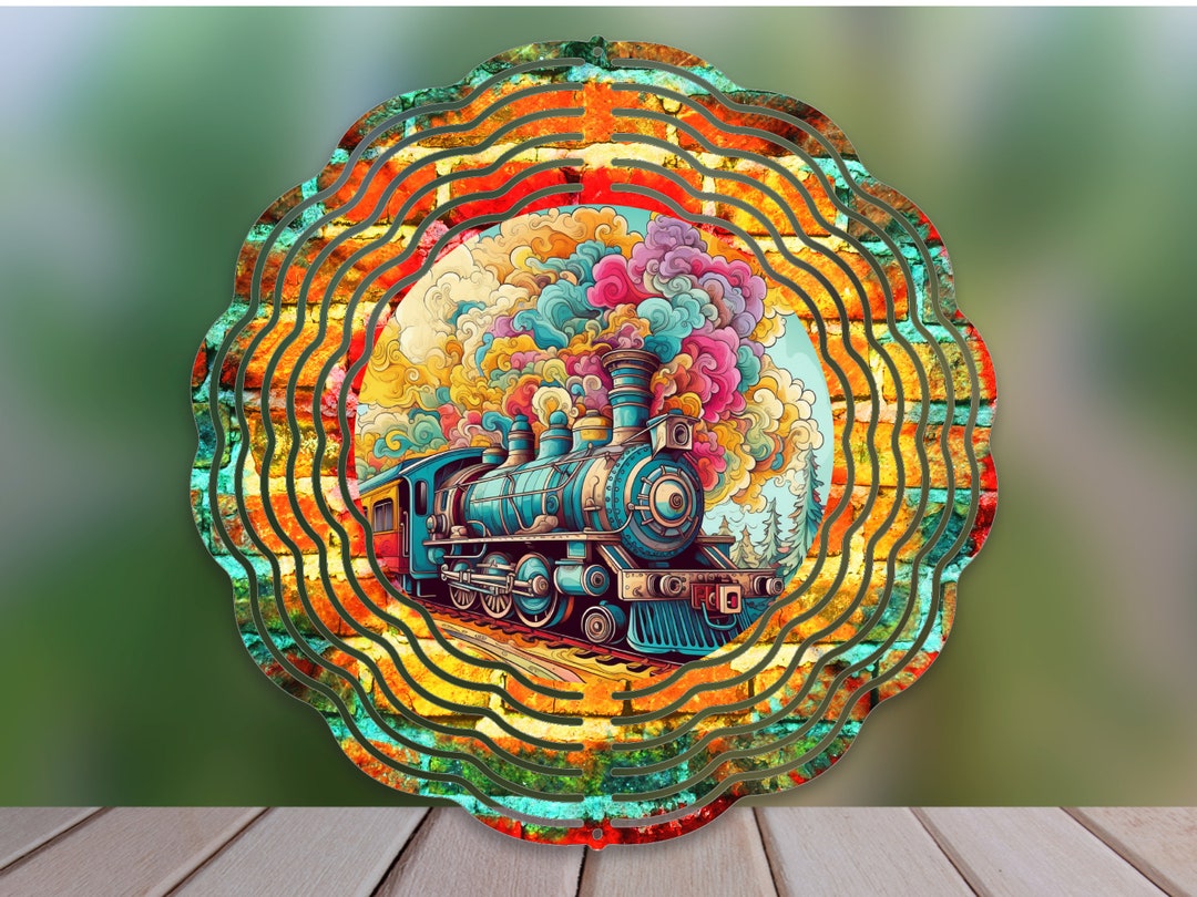 Vintage Train Wind Spinner Sublimation Design, Hippie Train Windspinner ...