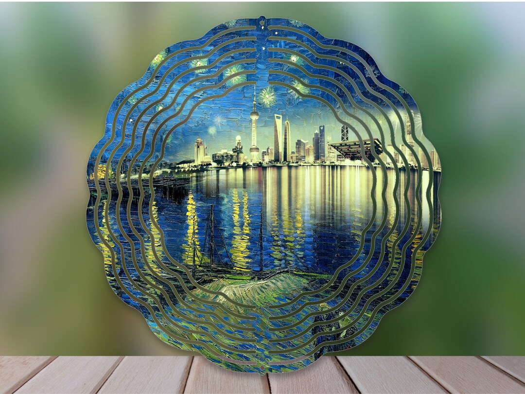 Van Gogh Wind Spinner Sublimation Design, Starry Night Over the Rhone ...