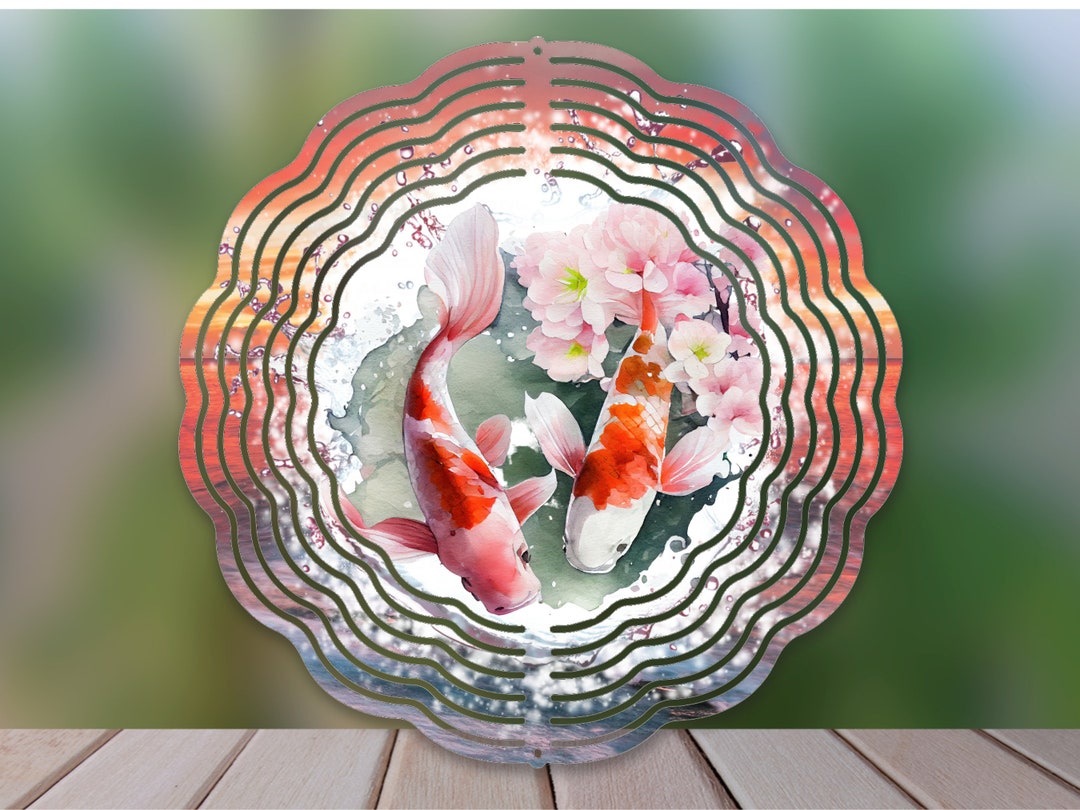 Koi Fish Wind Spinner Sublimation Design, Fish Windspinner PNG for ...