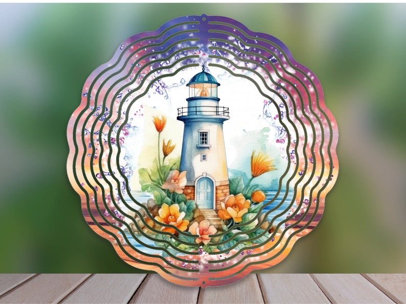Lighthouse Wind Spinner Sublimation Design Bundle Watercolor - Etsy
