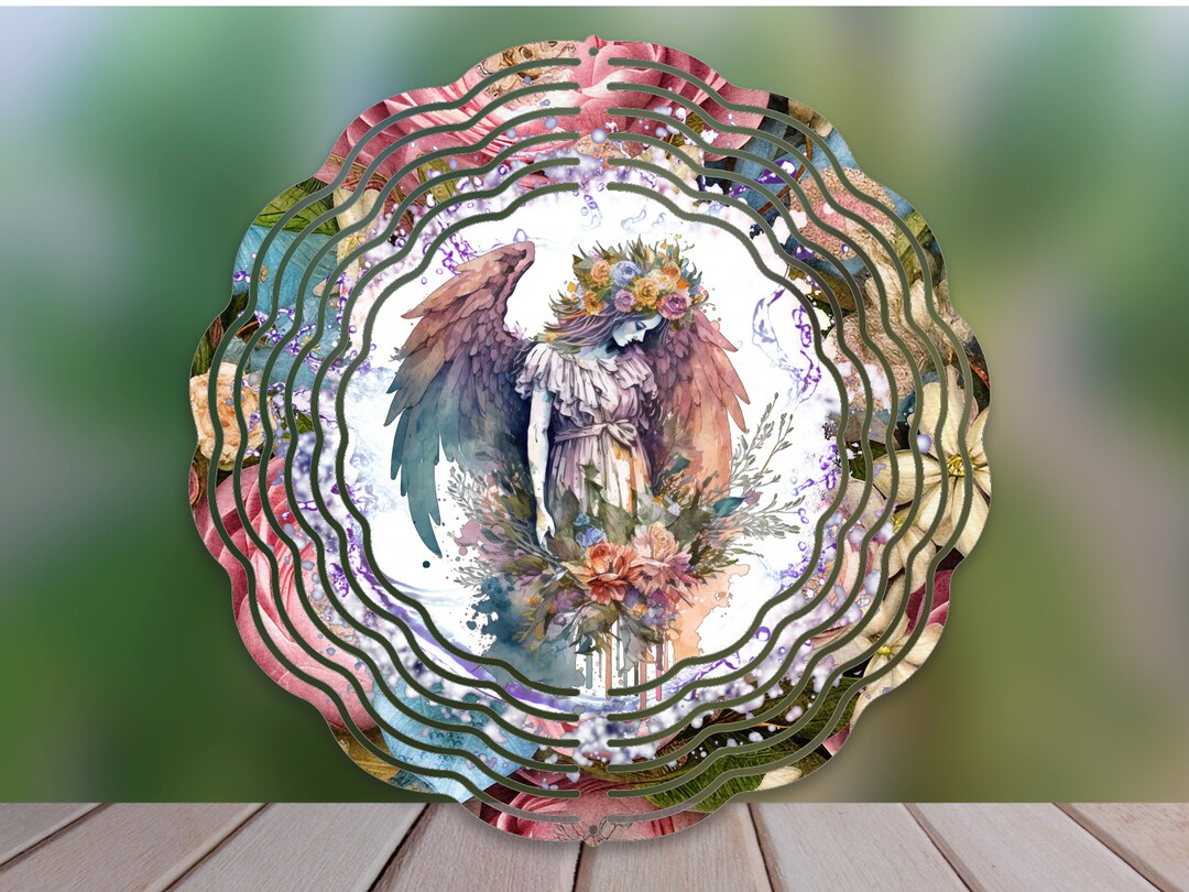 Angel Wind Spinner Sublimation Design, Pink Roses Angel Windspinner PNG ...
