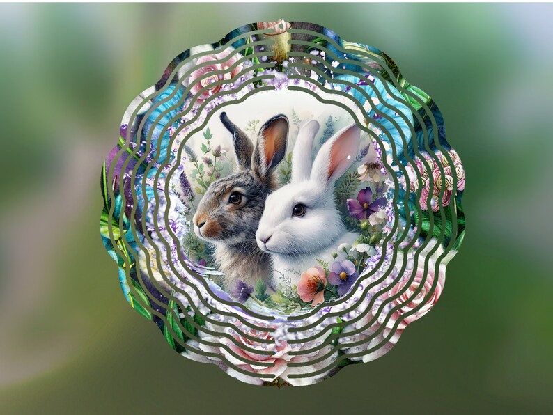 Cute Rabbits Windspinner PNG for Sublimation, Rabbit Wind Spinner ...