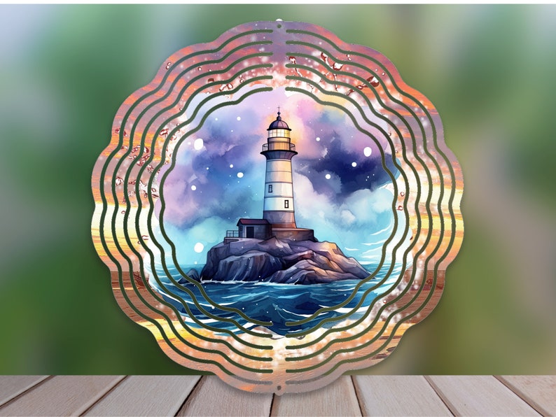 Lighthouse Wind Spinner Sublimation Design Bundle Watercolor - Etsy