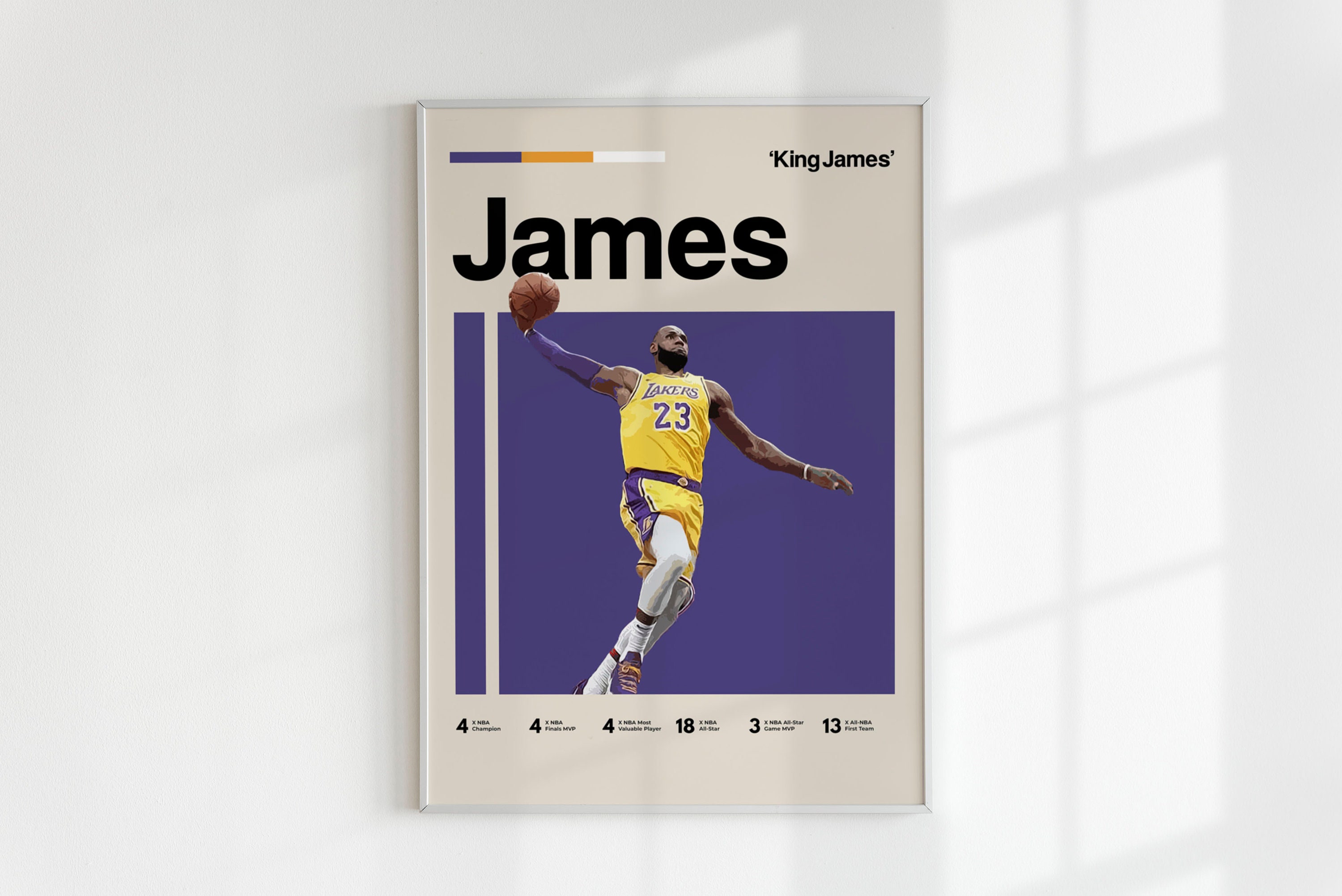 Lebron James Poster, LA Lakers Art Print Minimalist, Helvetica, Mid ...