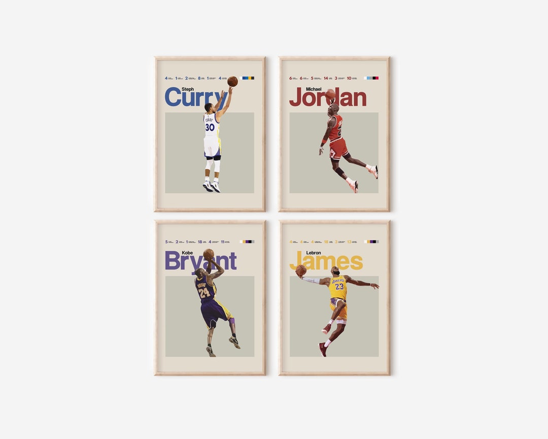 NBA GOATS Print Jordan Bryant Lebron et Curry Poster - Etsy France