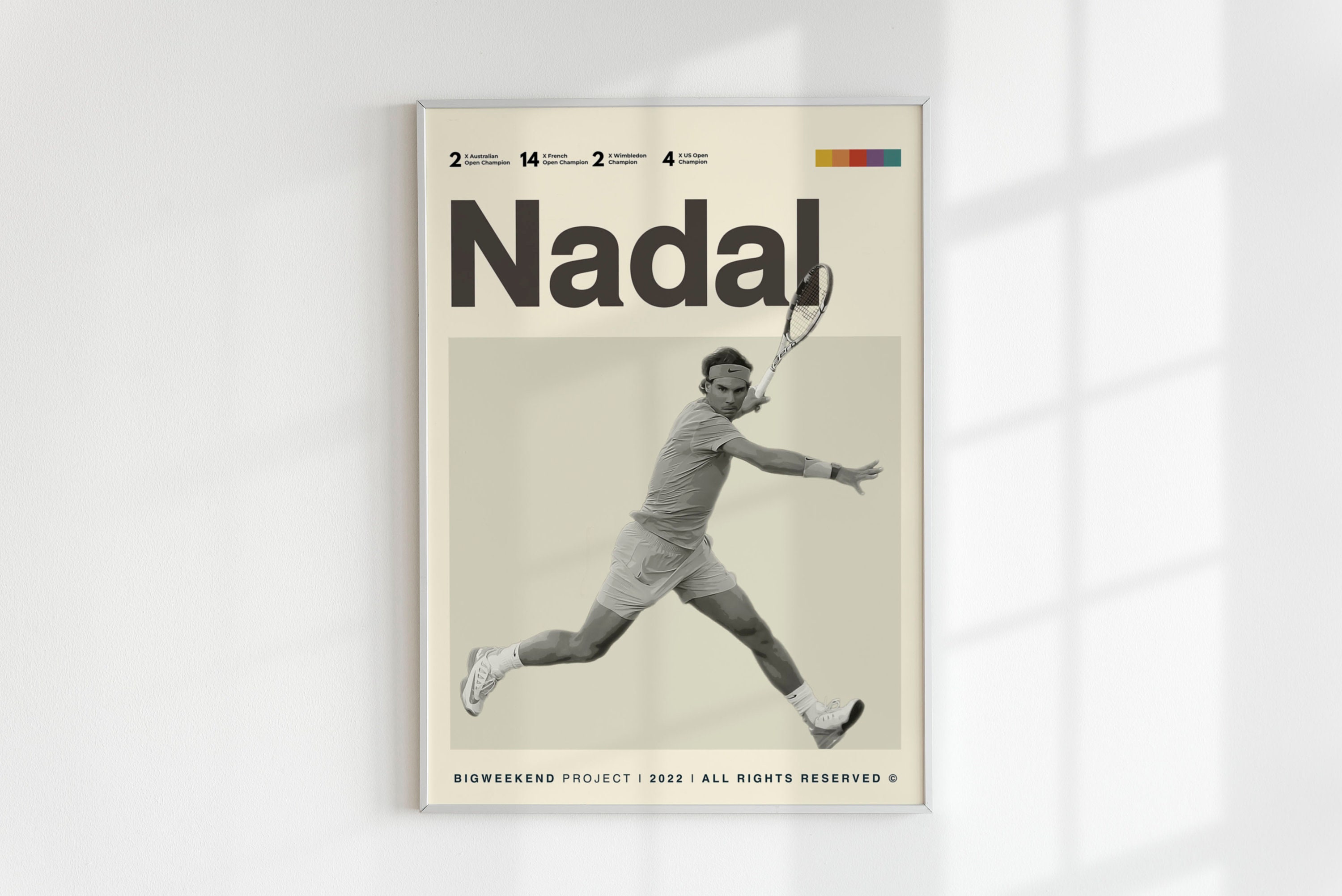 Rafael Nadal Inspired Poster, Tennis Art Print, Bedroom Poster, Mid ...