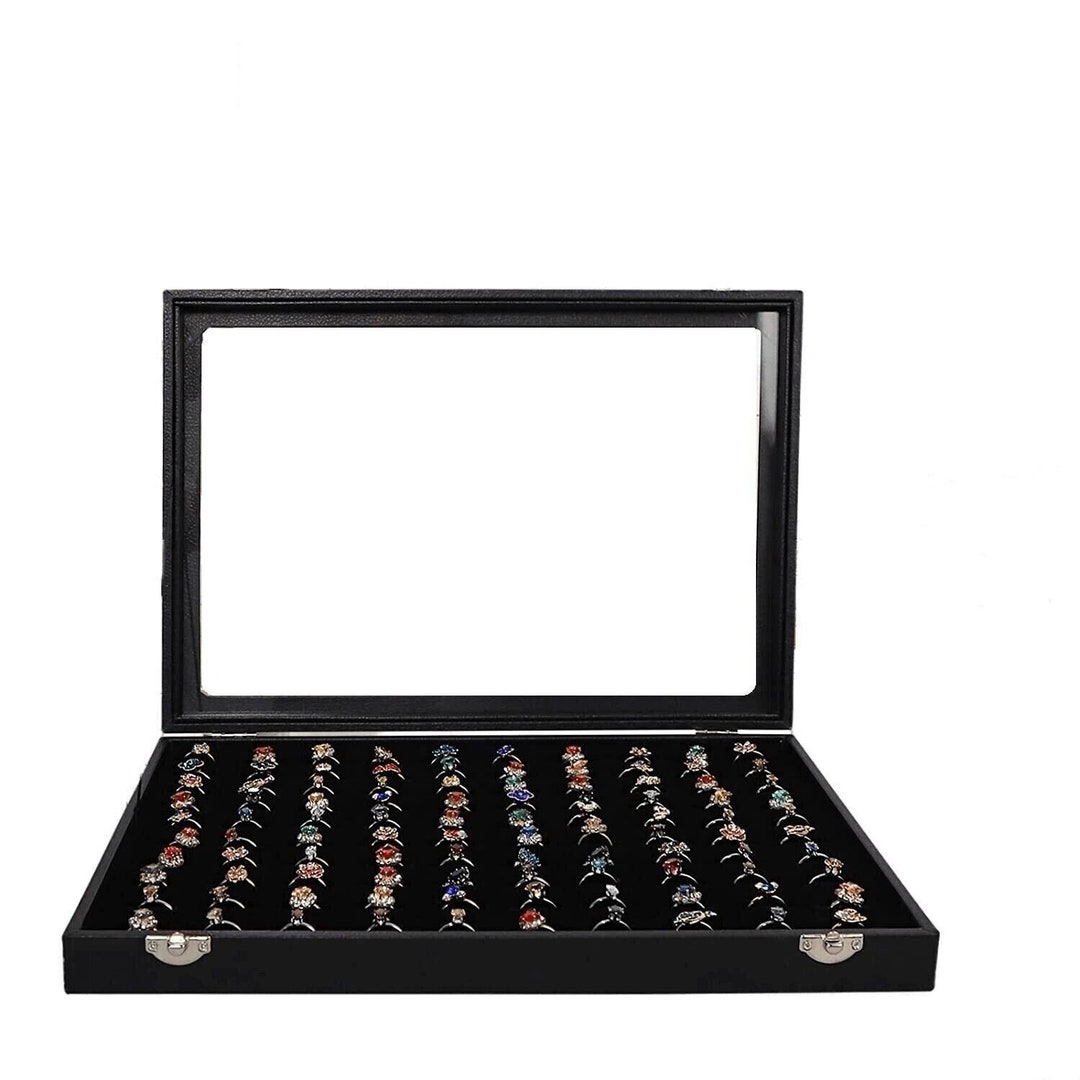 Ring Jewelry Case Tray With Lid 100 Slot Ring Display Organizer Box - Etsy