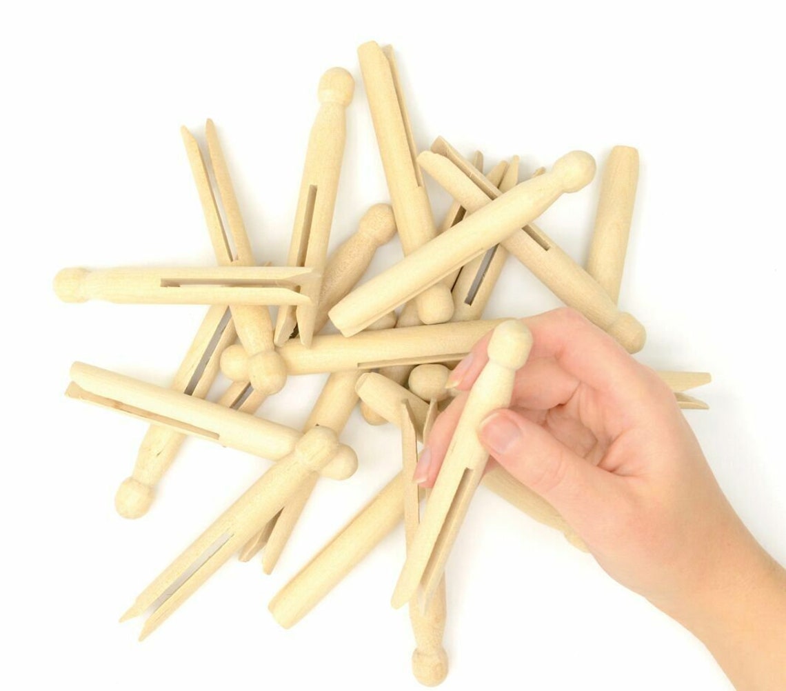 Traditional Wooden Dolly Pegs Natural High Quality Clothes Washing Line ...