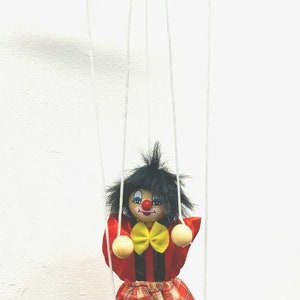 Puppet Clowns Marionette Wooden Retro Pull String Children Kids Toy Flawless Movement and ...