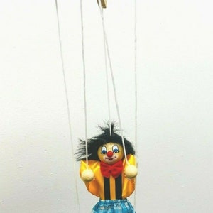 Puppet Clowns Marionette Wooden Retro Pull String Children Kids Toy ...