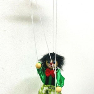 Puppet Clowns Marionette Wooden Retro Pull String Children Kids Toy Flawless Movement and ...