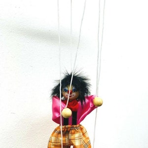 Puppet Clowns Marionette Wooden Retro Pull String Children Kids Toy Flawless Movement and ...