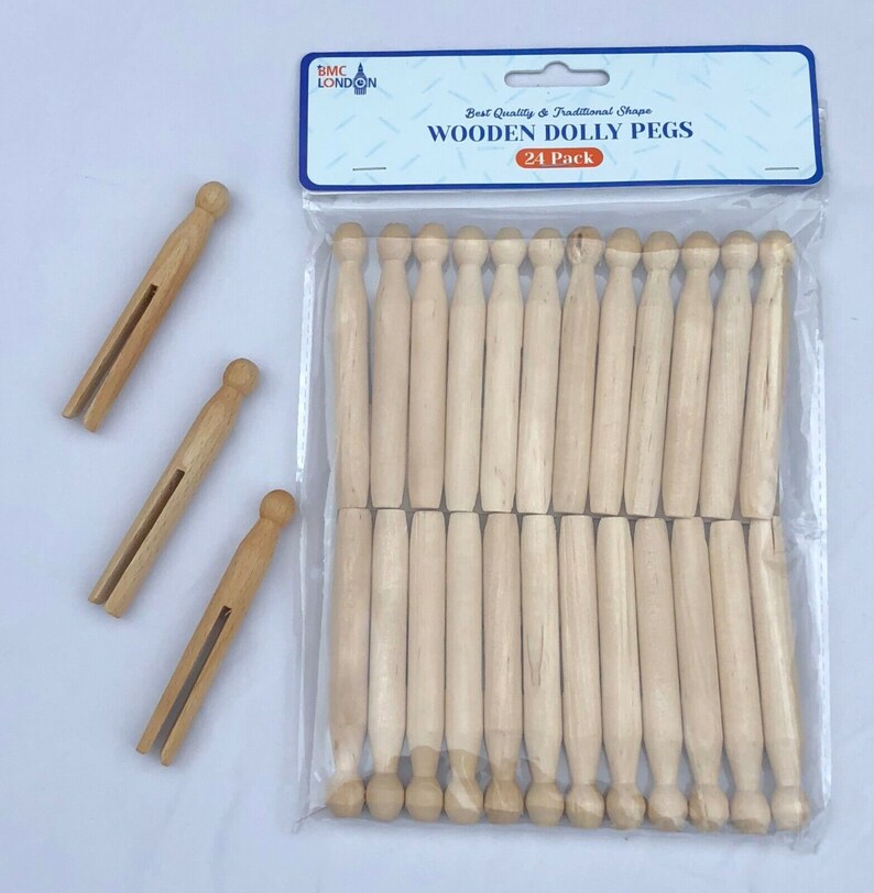 Traditional Wooden Dolly Pegs Natural High Quality Clothes Washing Line ...