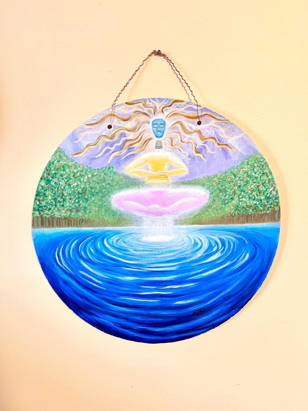 Meditation Landscape Painting Original Acrylic Painting Yoga Pose ...