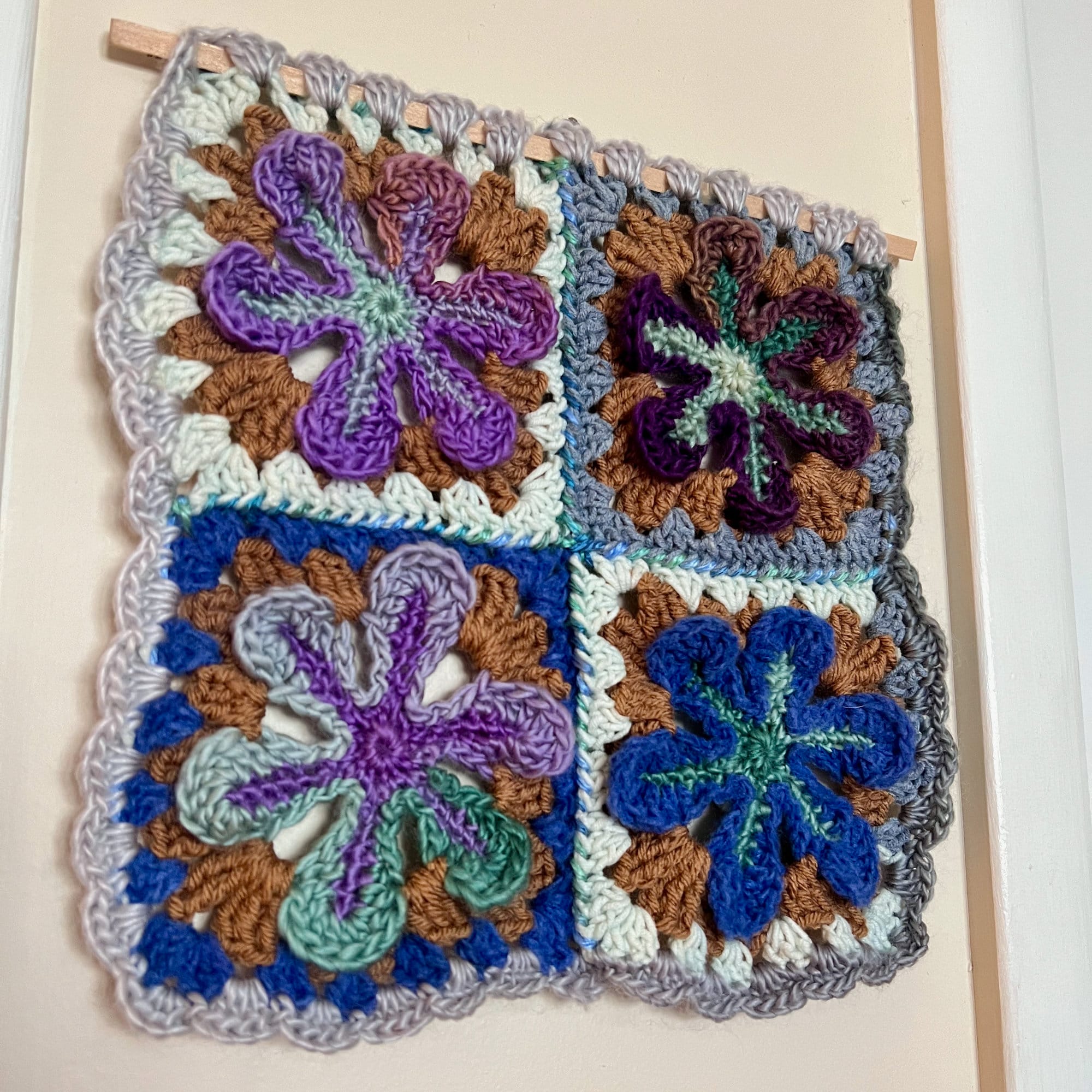Groovy Crochet Flower Wall Art Crochet Decor Blue Purple - Etsy