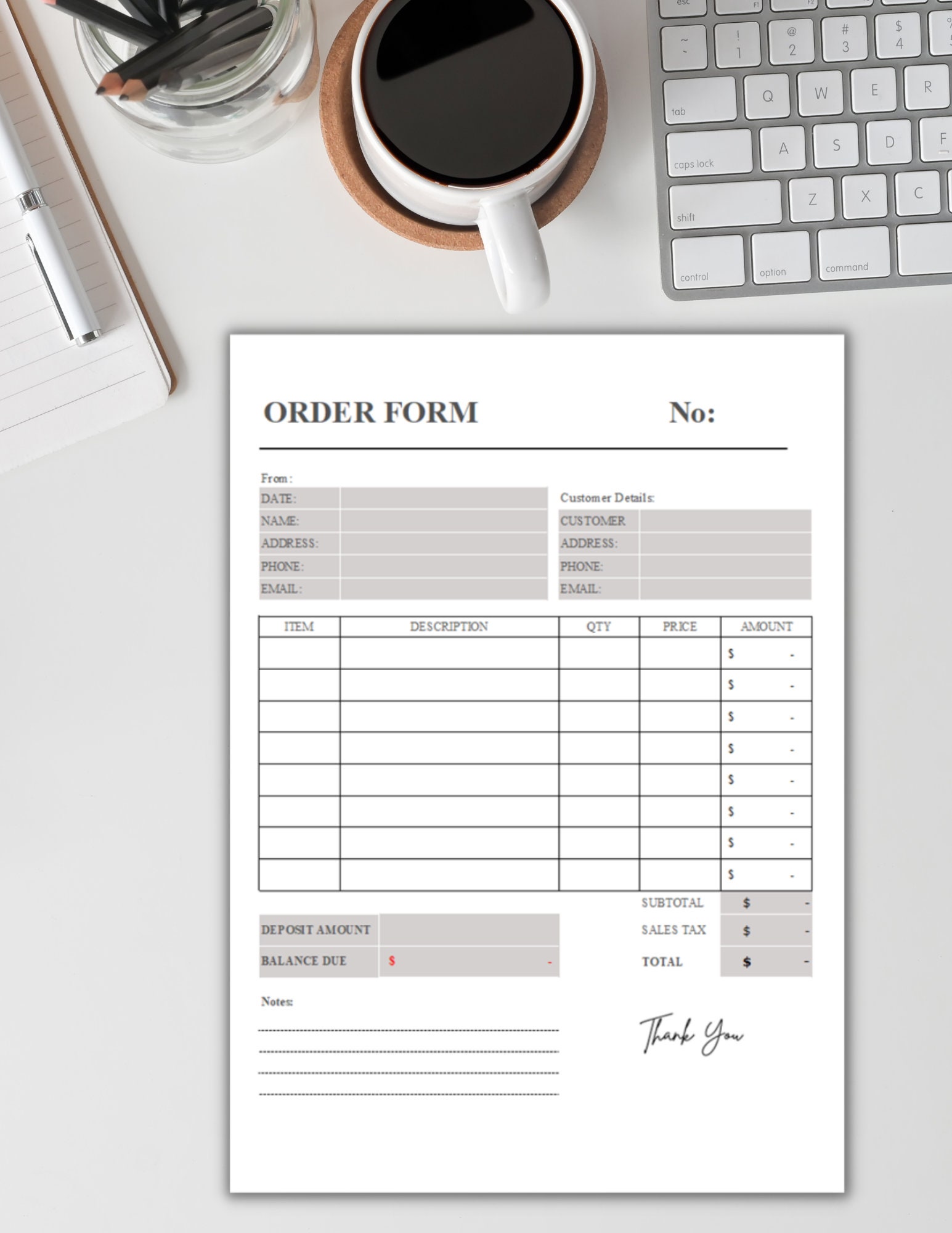 Microsoft Excel Standard Order Form & Invoice Template, Customizable ...