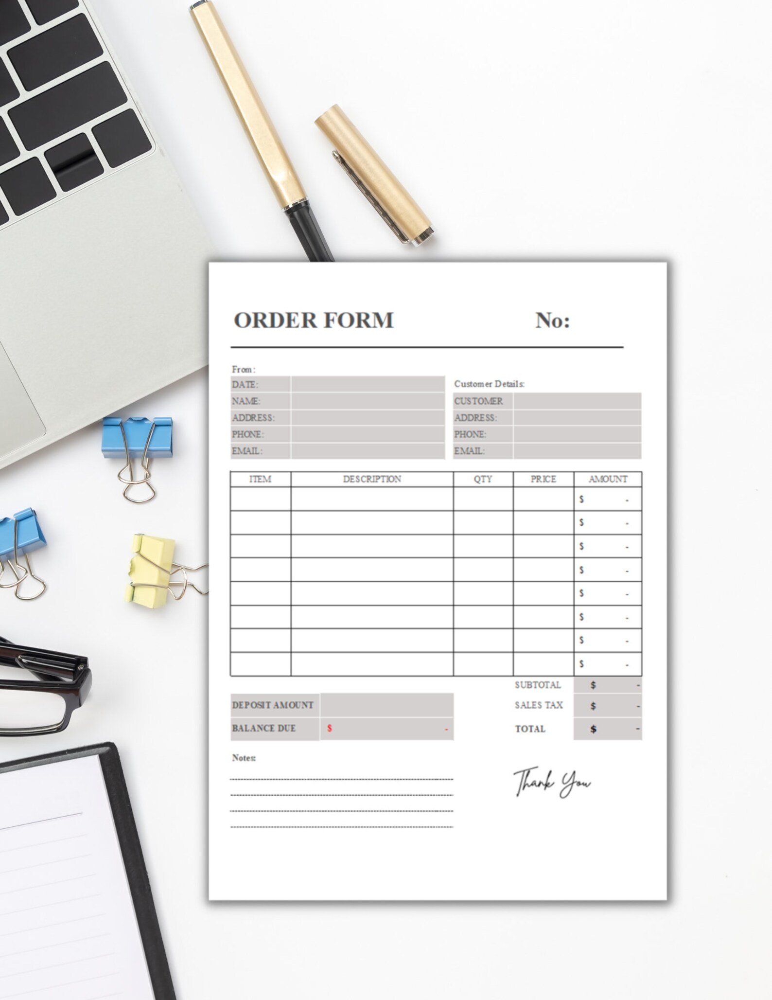 Microsoft Excel Standard Order Form & Invoice Template, Customizable ...