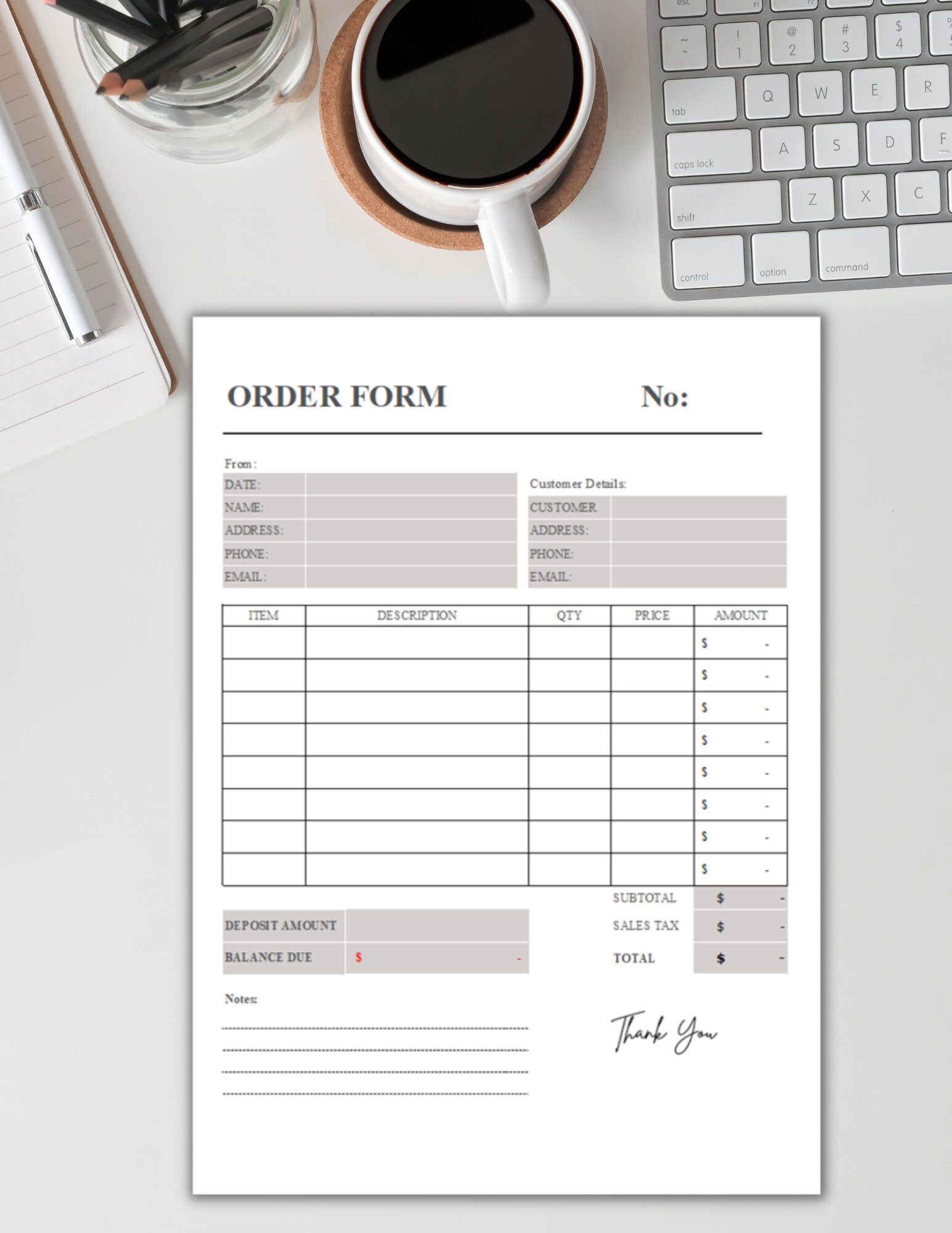 Microsoft Excel Standard Order Form & Invoice Template, Customizable ...
