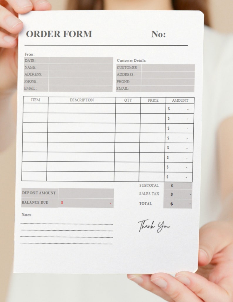 Microsoft Excel Standard Order Form & Invoice Template, Customizable Excel File, Ready to Edit ...