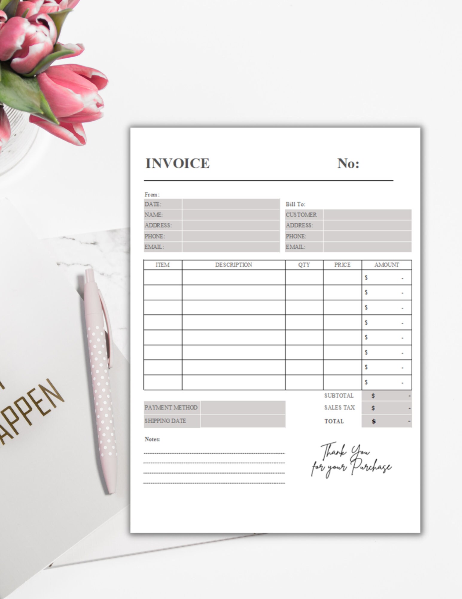 Microsoft Excel Standard Order Form & Invoice Template, Customizable Excel File, Ready to Edit ...