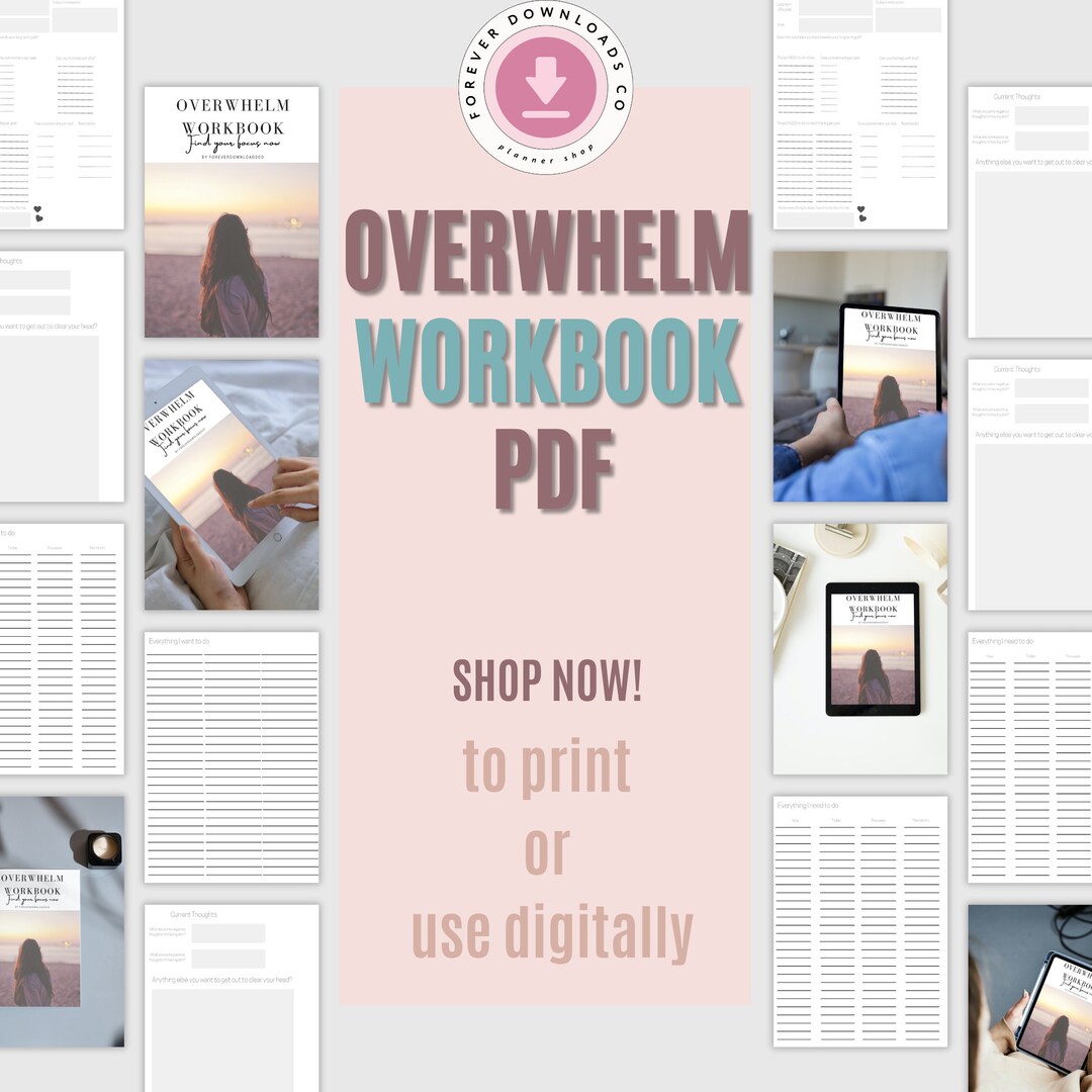 Overwhelm Workbook, Bullet Journal Insert, Get Organized, Anxiety Worksheet, ADHD, HSP, Mental ...