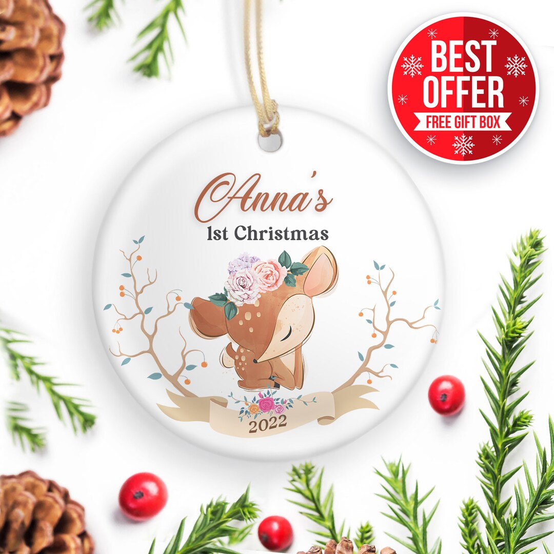 Personalized Baby's First Christmas Ornament, Deer Ornament - Etsy