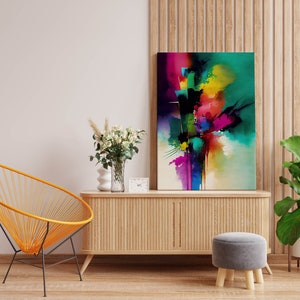 Vibrant Rainbow Watercolor, Contemporary Paint Splash, Abstract ...