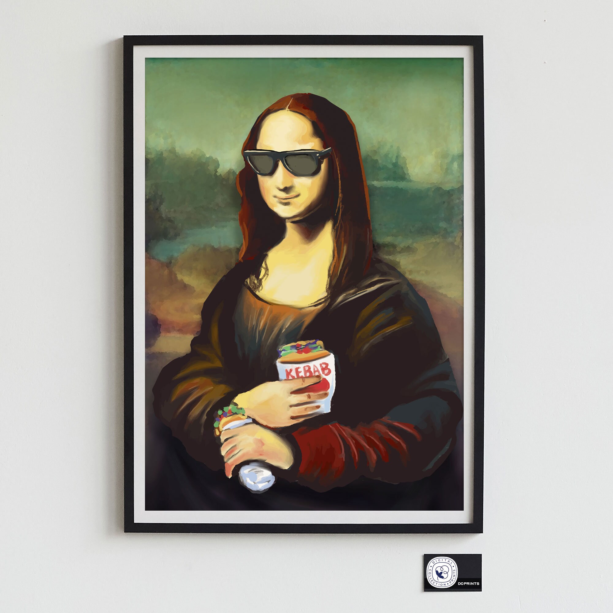Mona Lisa With a Kabab Wall Art, Hungry With Lisa Printable Digital ...